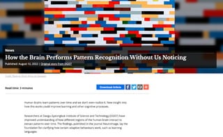 How the Brain Performs Pattern Recognition Without Us Noticing | PDF
