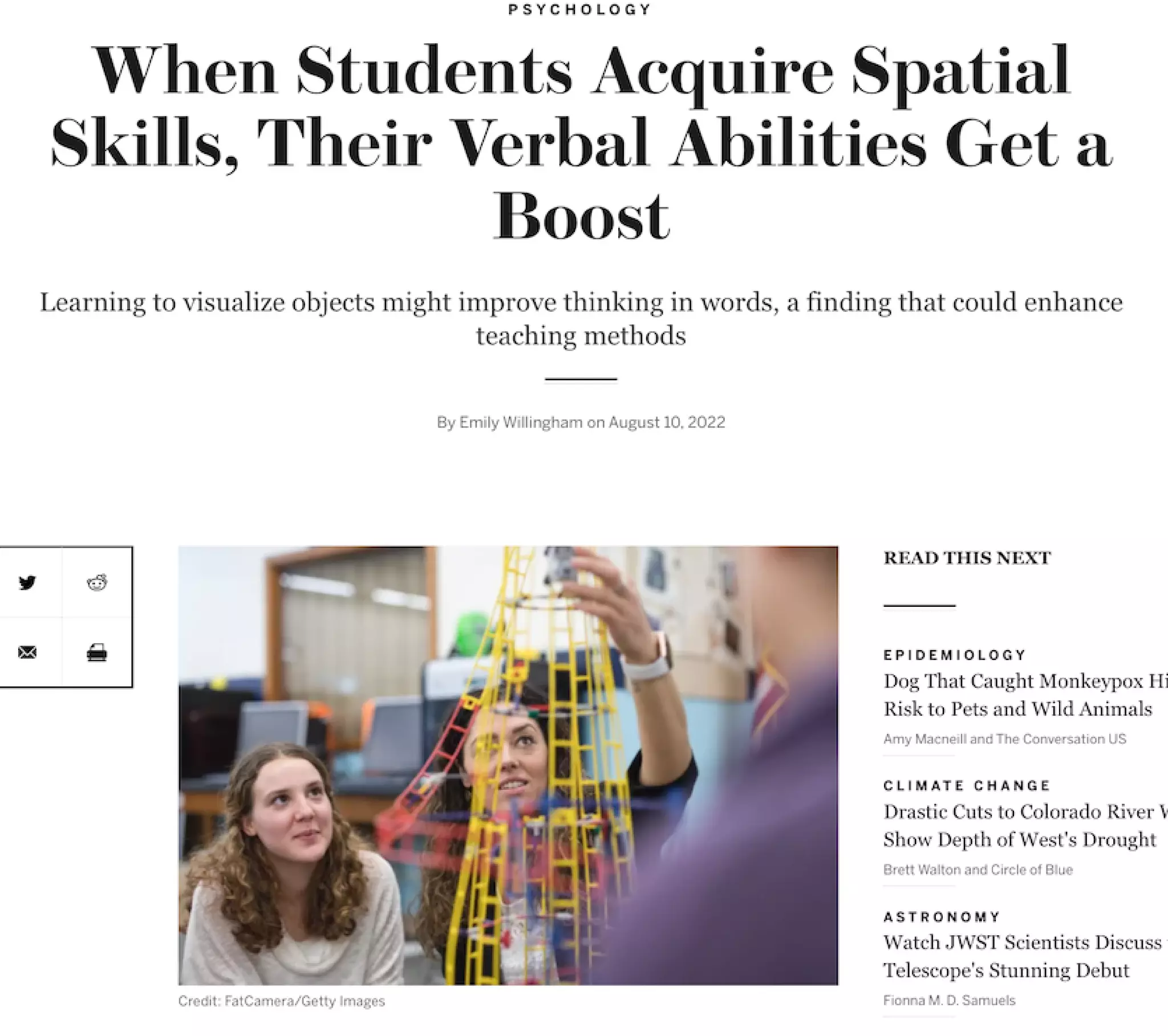 When Students Acquire Spatial Skills, Their Verbal Abilities Get a ...