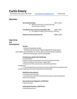 Curtis Emery Resume | DOCX