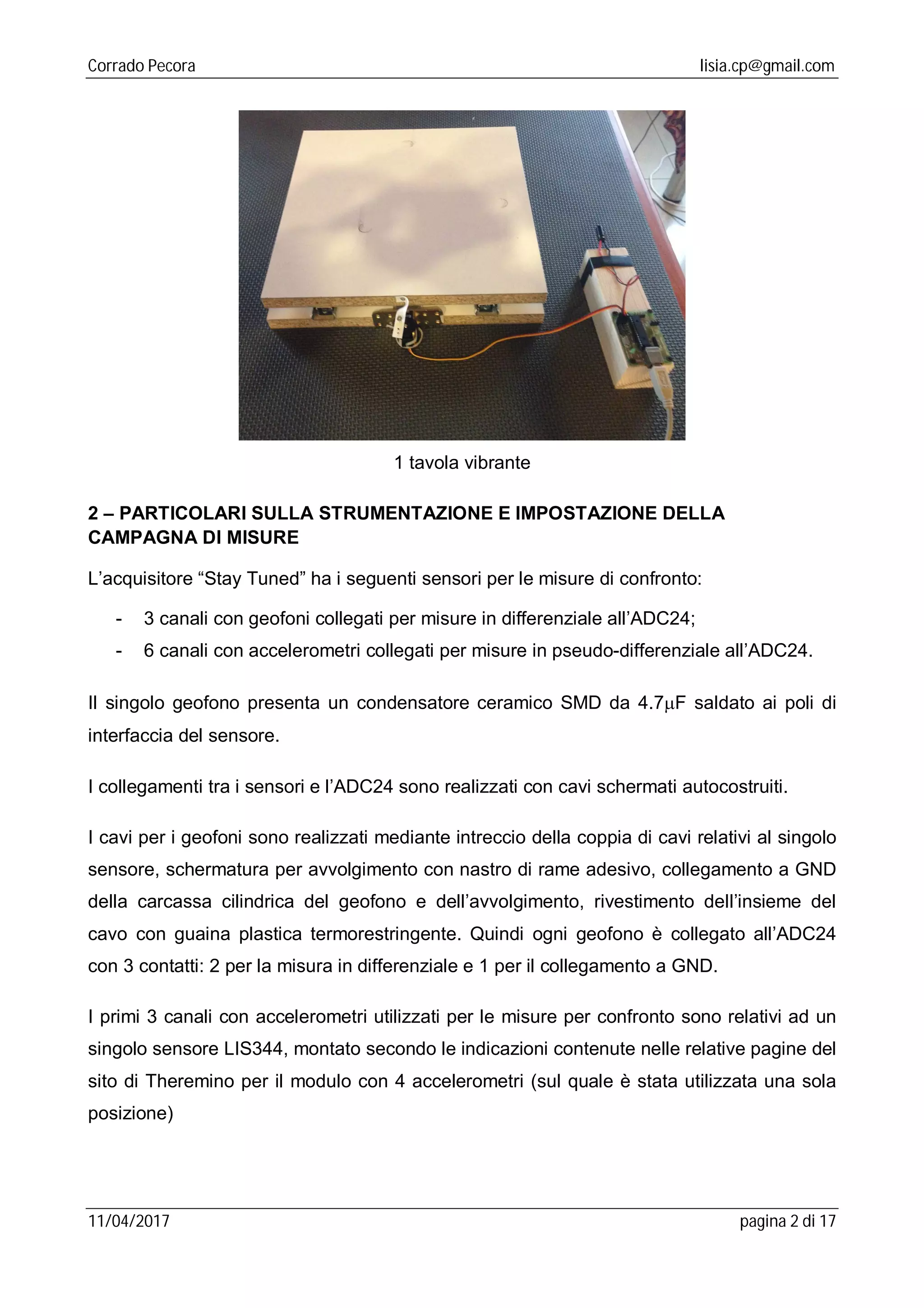 Curva di equalizzazione per un acquisitore rev.01 - 11.04.2017