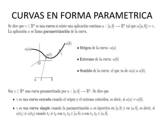 Curvas parametrizadas y derivada | PPT