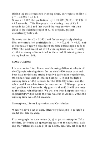 Curve-fitting Project - Linear Model (due at the end of Week 5)I.docx