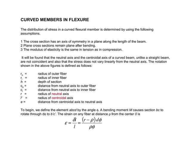 Curved beams (stress equations) | PDF