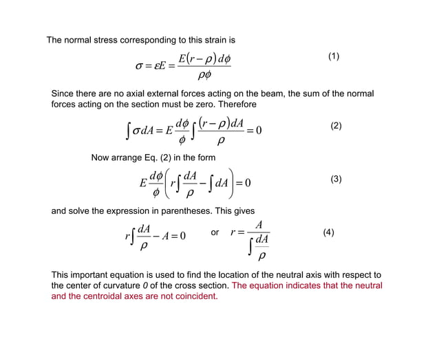 Curved beams (stress equations) | PDF