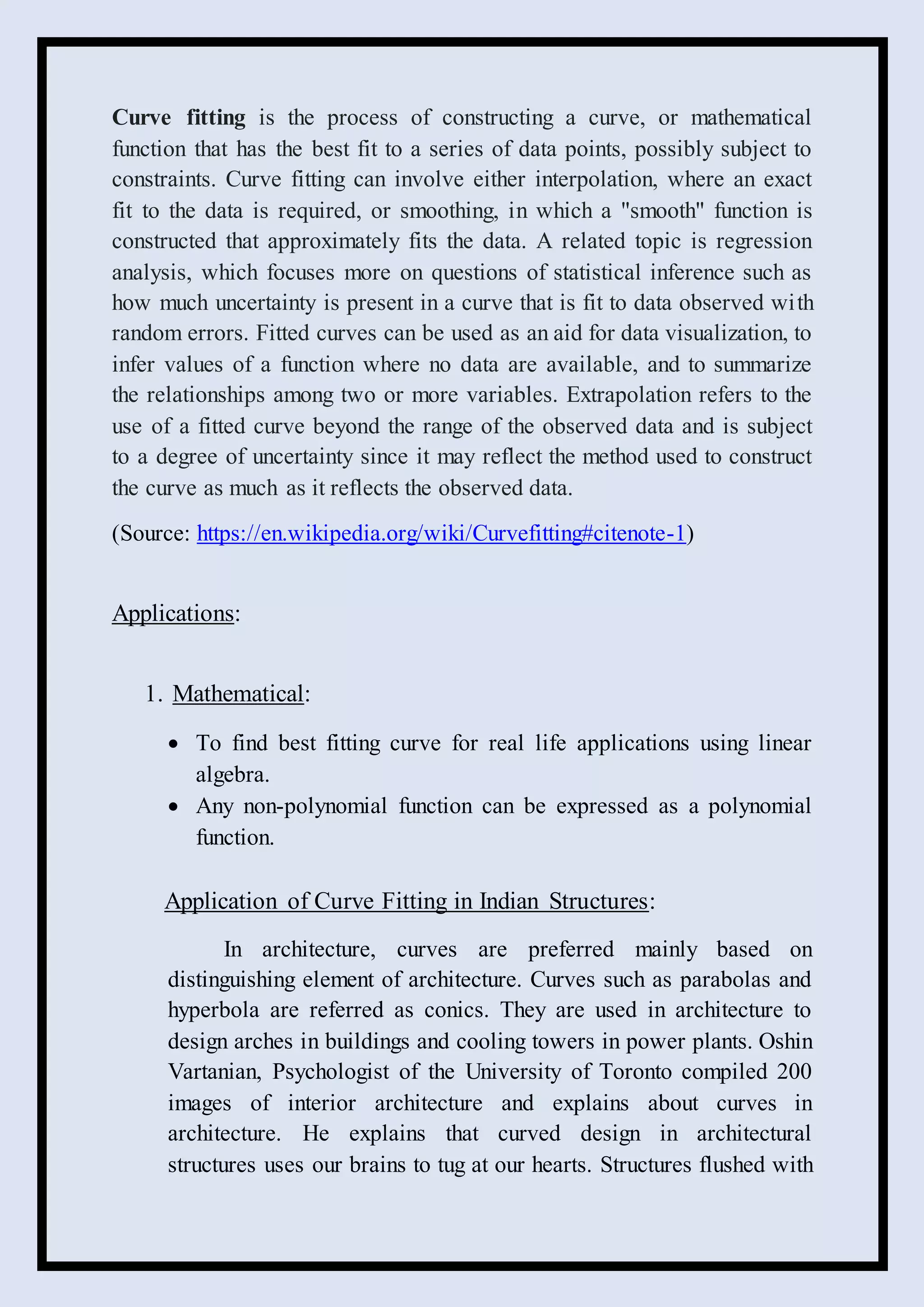 Curve Fitting - Linear Algebra | DOCX