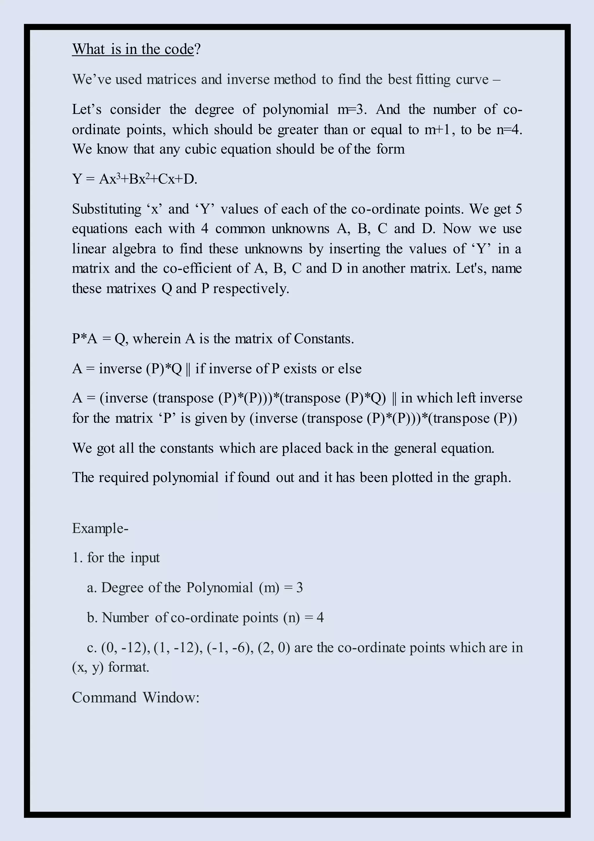 Curve Fitting - Linear Algebra | DOCX