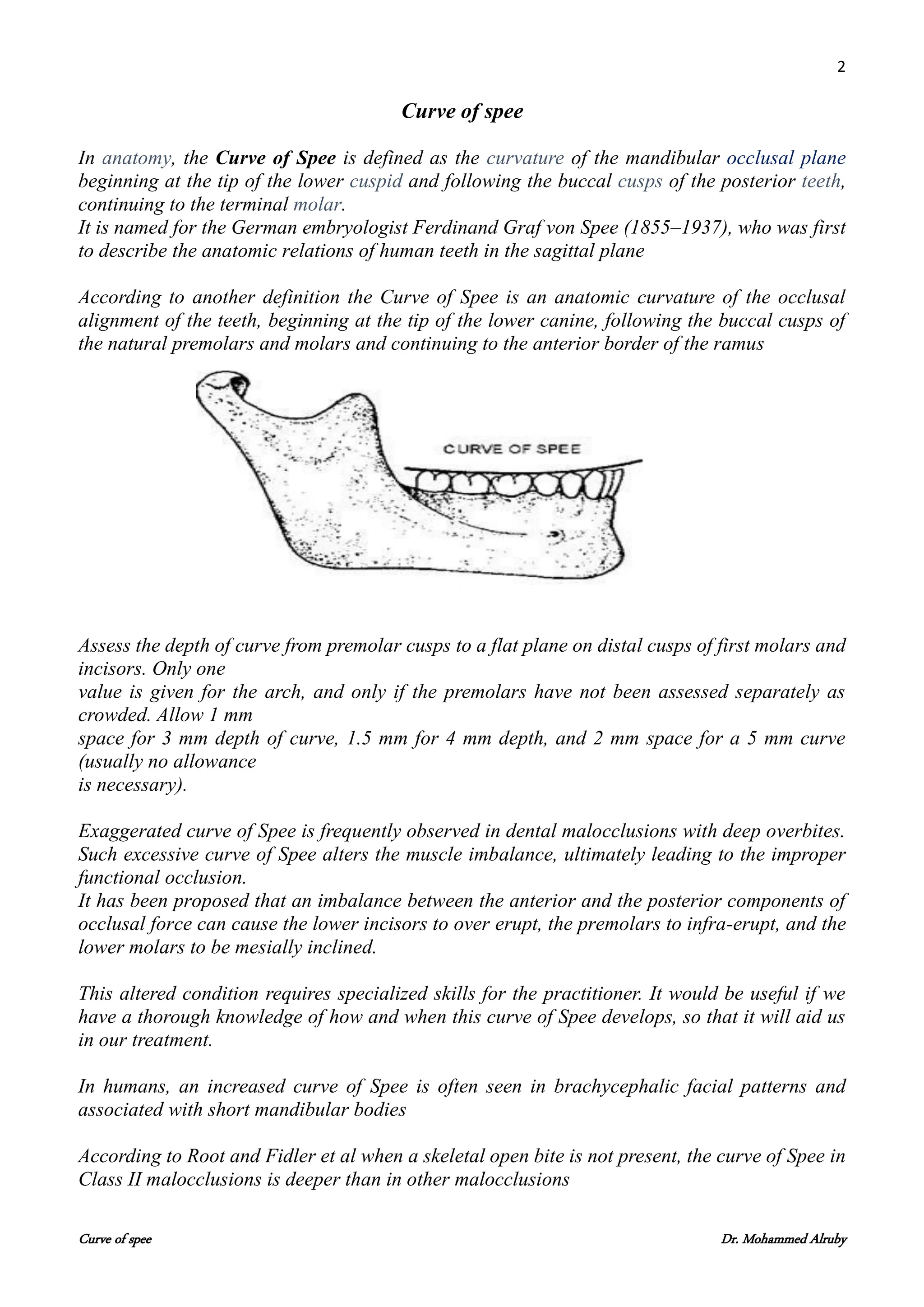 Curve of Spee in orthodontics and its effects | PDF