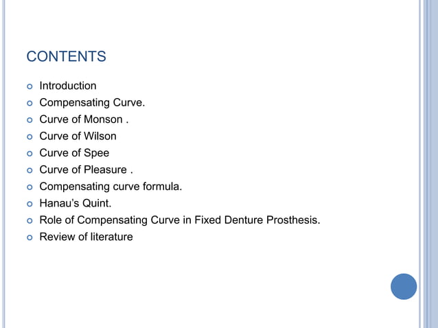 Compensating Curves in Prosthodontics | PPTX