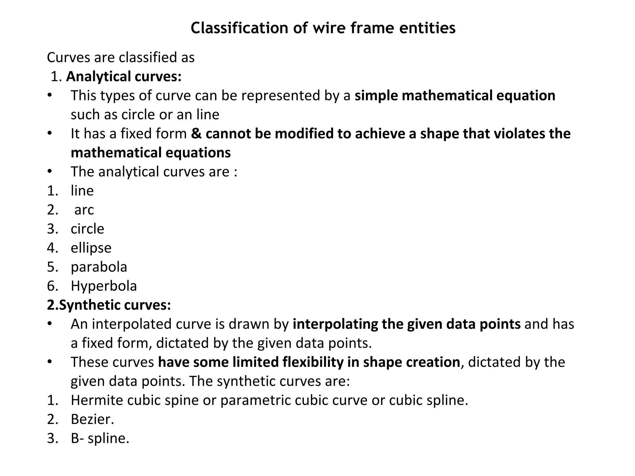Curves wire frame modelling | PPTX