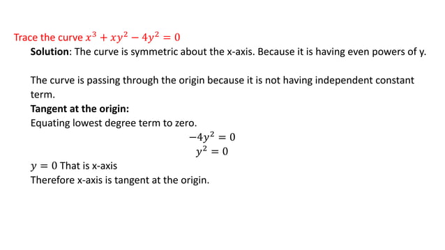 Curve Tracing Cartesian Form Pptx Physics Science