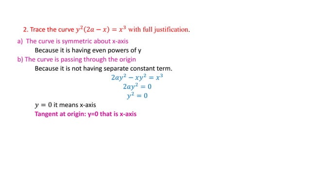 Curve Tracing Cartesian Form Pptx Physics Science