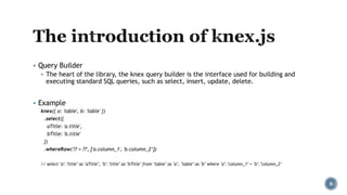COSCUP 2019 - The discussion between Knex.js and PostgreSQL | PPT
