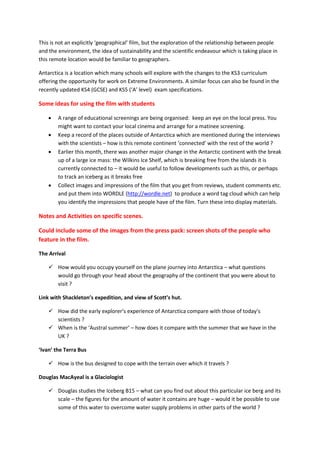 Teachers' Notes to accompany Werner Herzog film | PDF