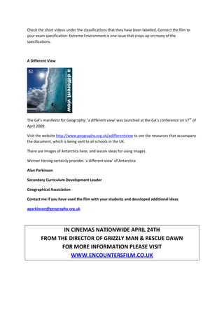 Teachers' Notes to accompany Werner Herzog film | PDF