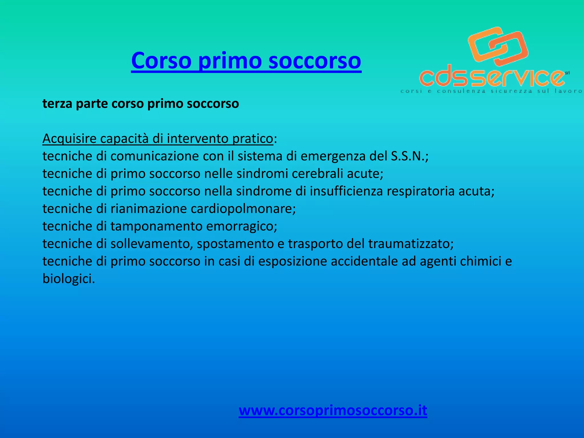 Programma Corso Primo Soccorso | PPTX