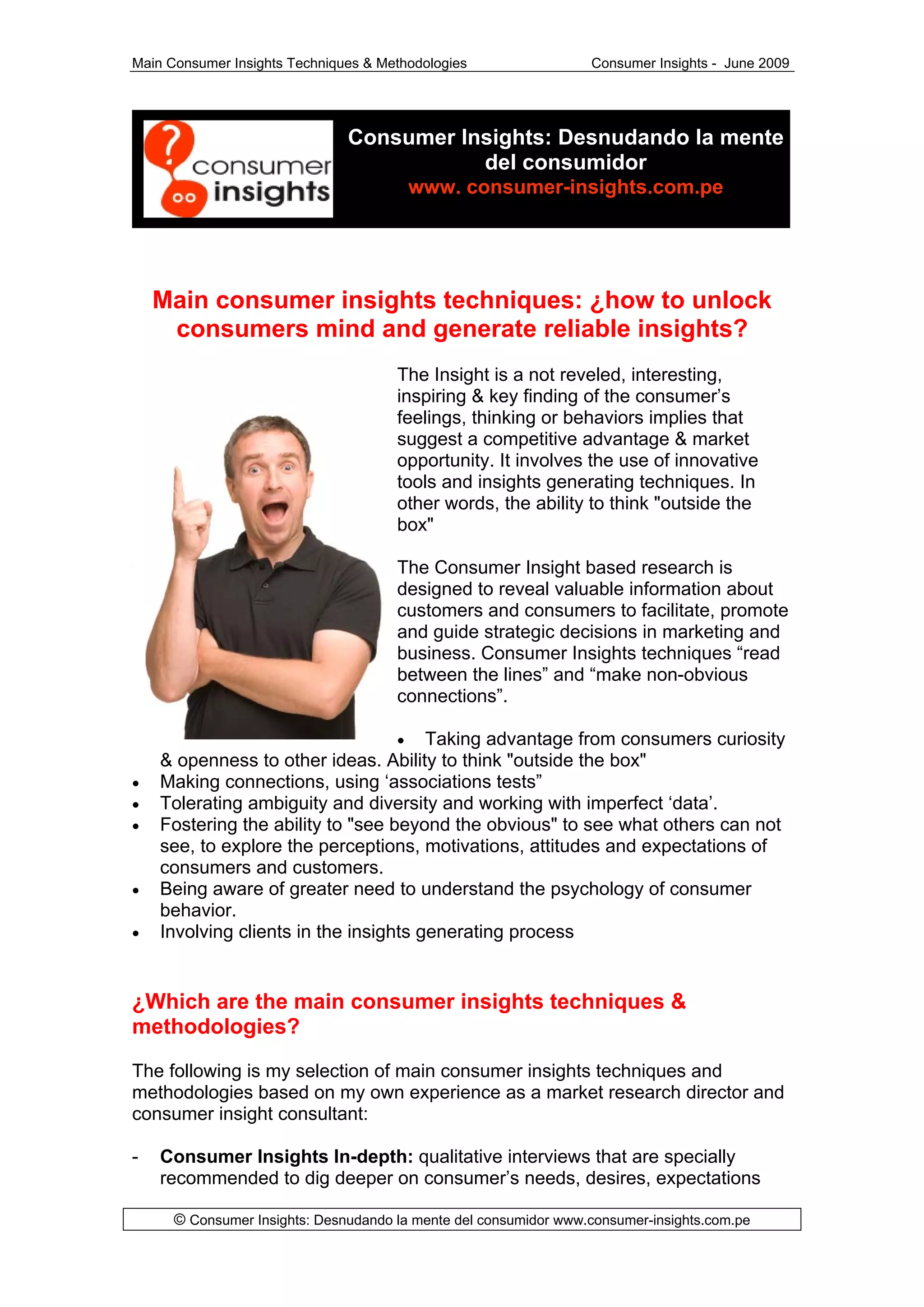 Consumer Insights Techniques & Methodologies: ¿how to deliver ...