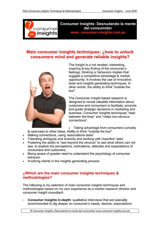 Consumer Insights Techniques & Methodologies: ¿how to deliver ...