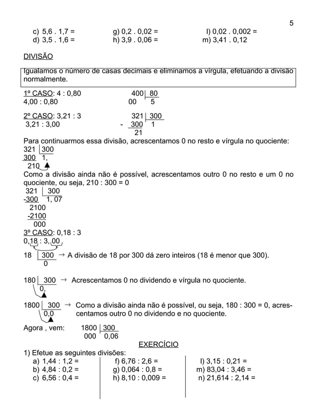 Frações decimais e números decimais | DOC | Educational Assessment ...