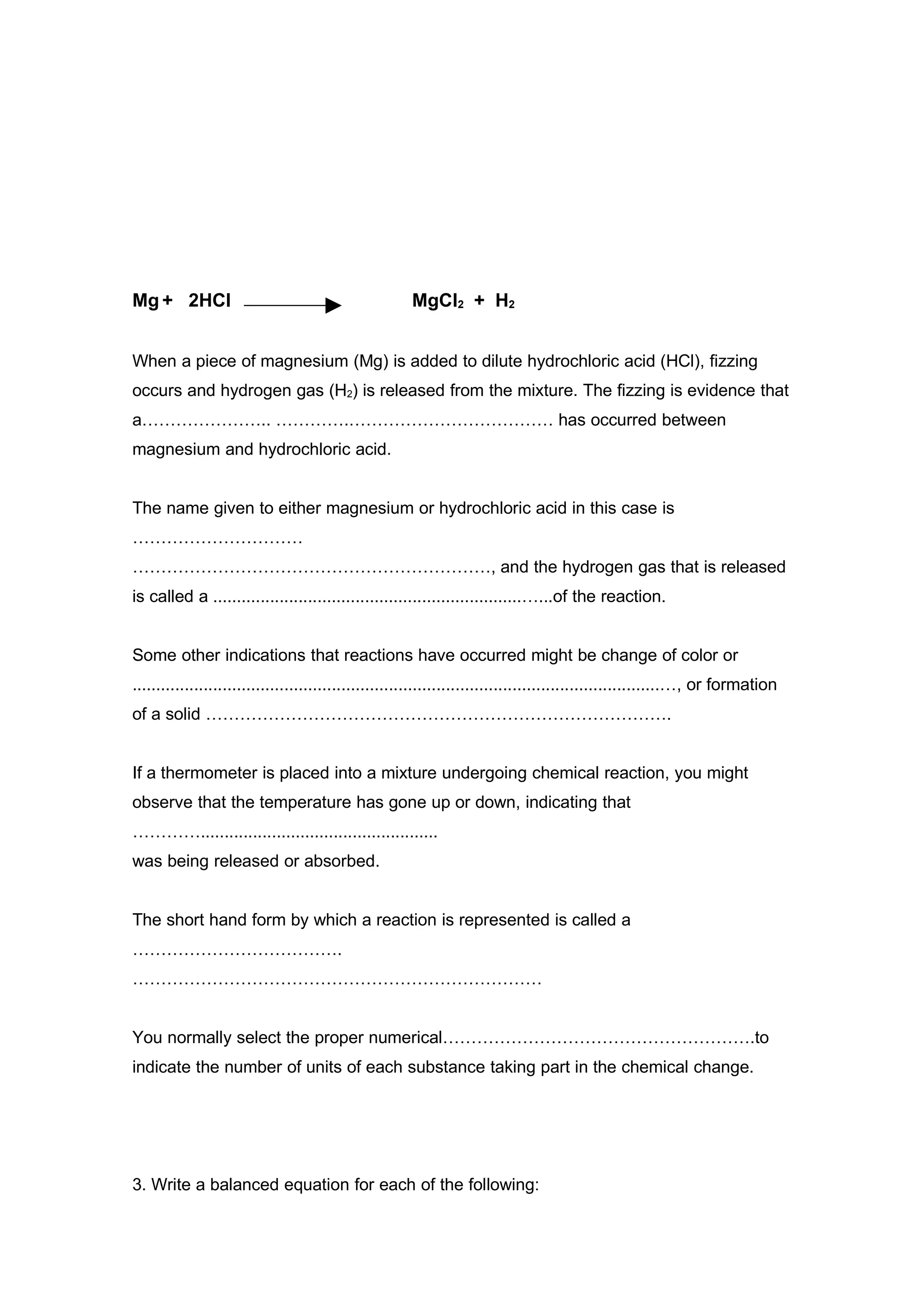 TOPIC 4. CHEMICAL REACTIONS -ACTIVITIES | DOC
