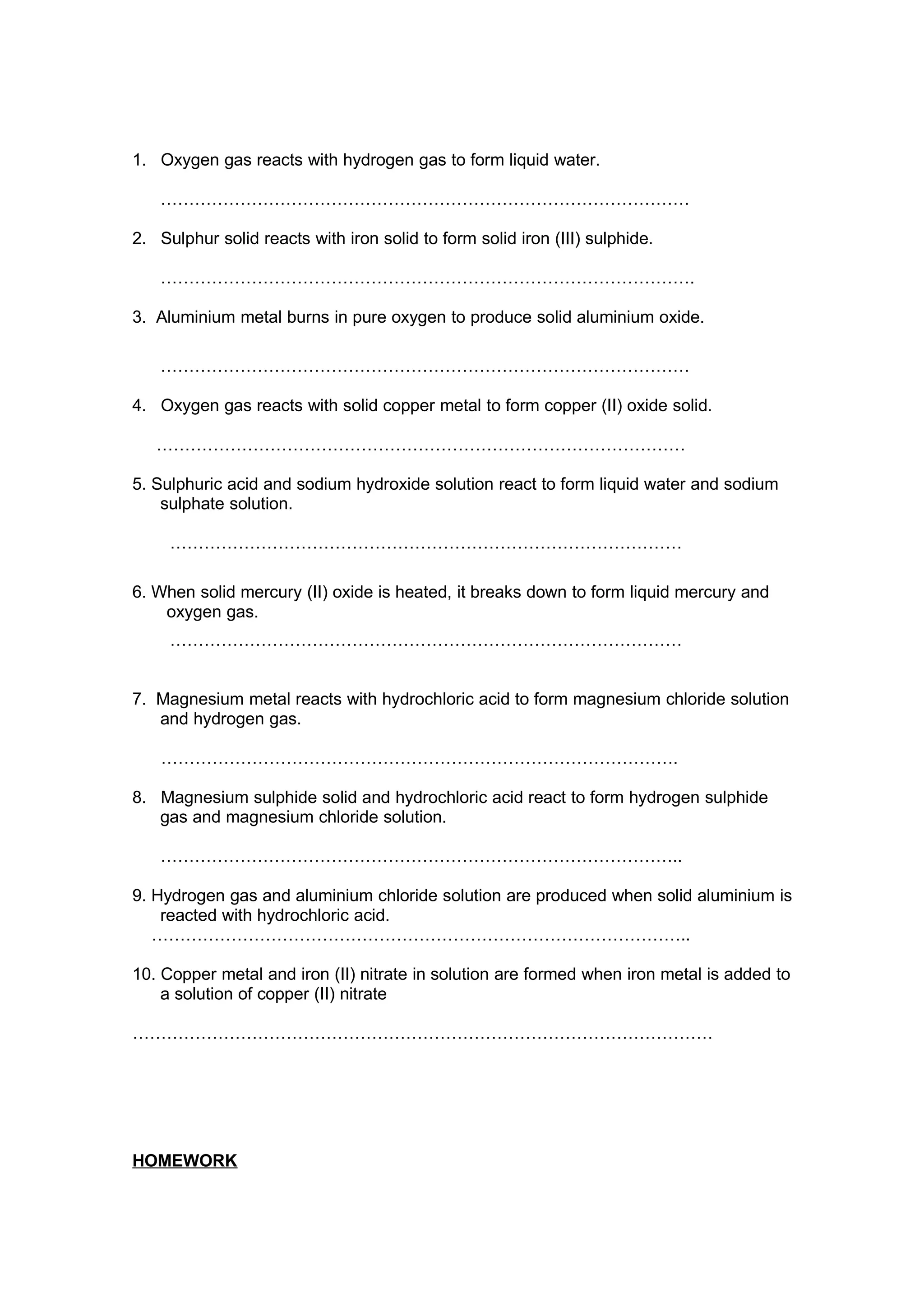 TOPIC 4. CHEMICAL REACTIONS -ACTIVITIES | DOC