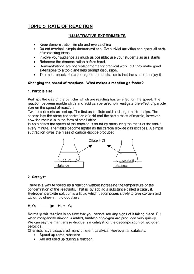 TOPIC 5. RATE OF REACTION-LAB | PDF