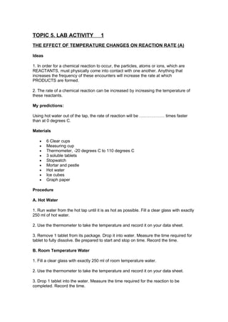 TOPIC 5. RATE OF REACTION-LAB | DOC