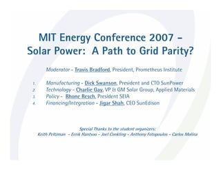 SolarPanel MIT Energy Conference 2007 | PPT
