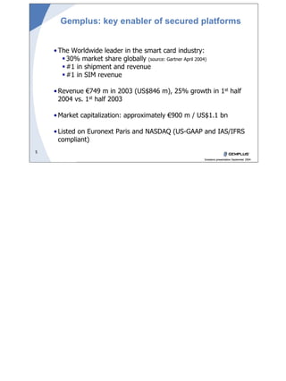 Gemplus Investors 2004 | PDF | Telecommunications Industry | Industries