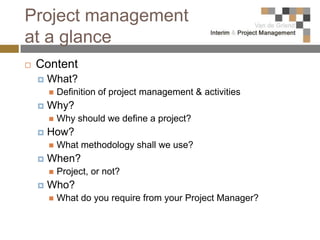 Project management at a glance | PPT | Free Download