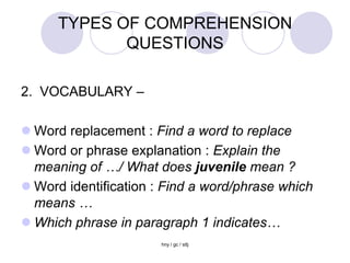 READING COMPREHENSION - SUMMARY | PPSX