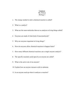 Catalyst Worksheet | DOC