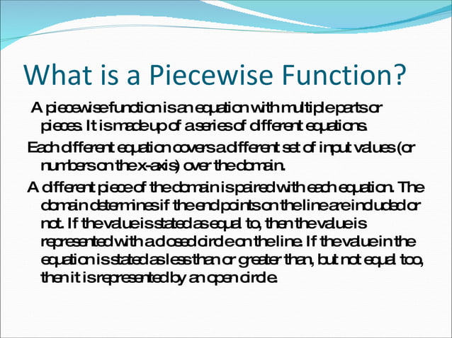 Piecewise and Step Functions | PPT