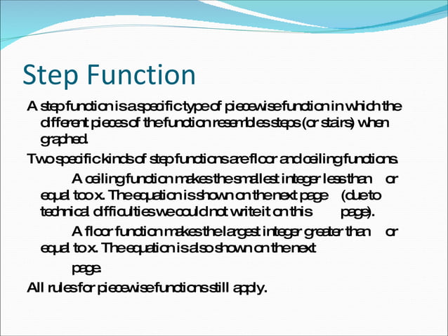 Piecewise and Step Functions | PPT