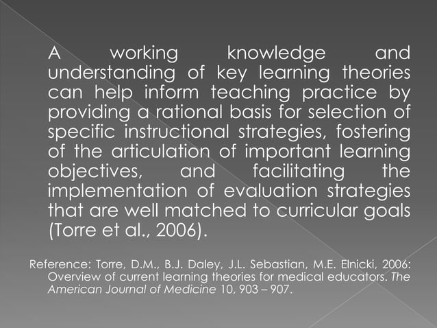 Learning theories in clinical education of OTs | PPT