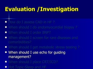 Cardiac Investigation In Heart Failure | PPT