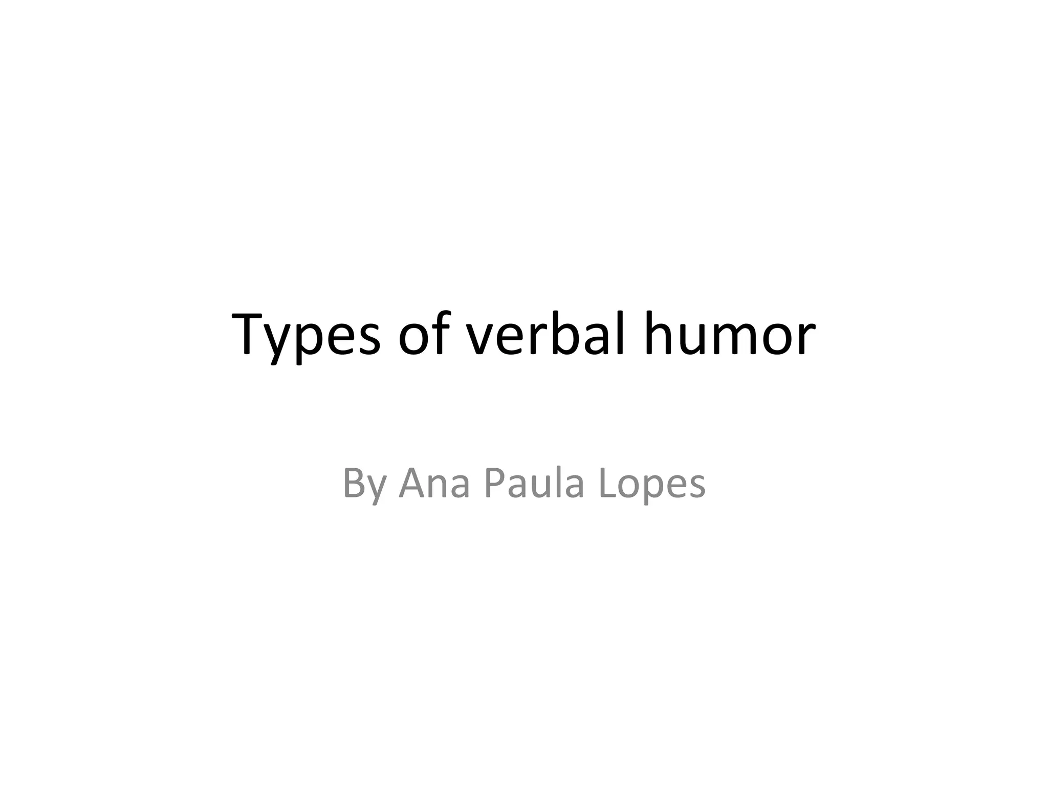 Types of verbal humor | PPT