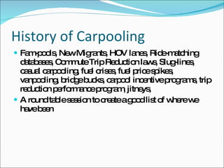 Reinventing Carpooling Workshop | PPT