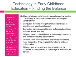 Technology in Early Childhood Education | PPT