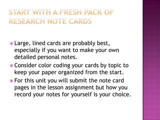 Using Notecards in Research | PPT
