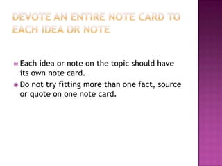 Using Notecards in Research | PPT