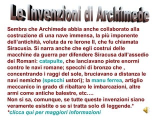 ARCHIMEDE, la vita, le invenzioni | PPS