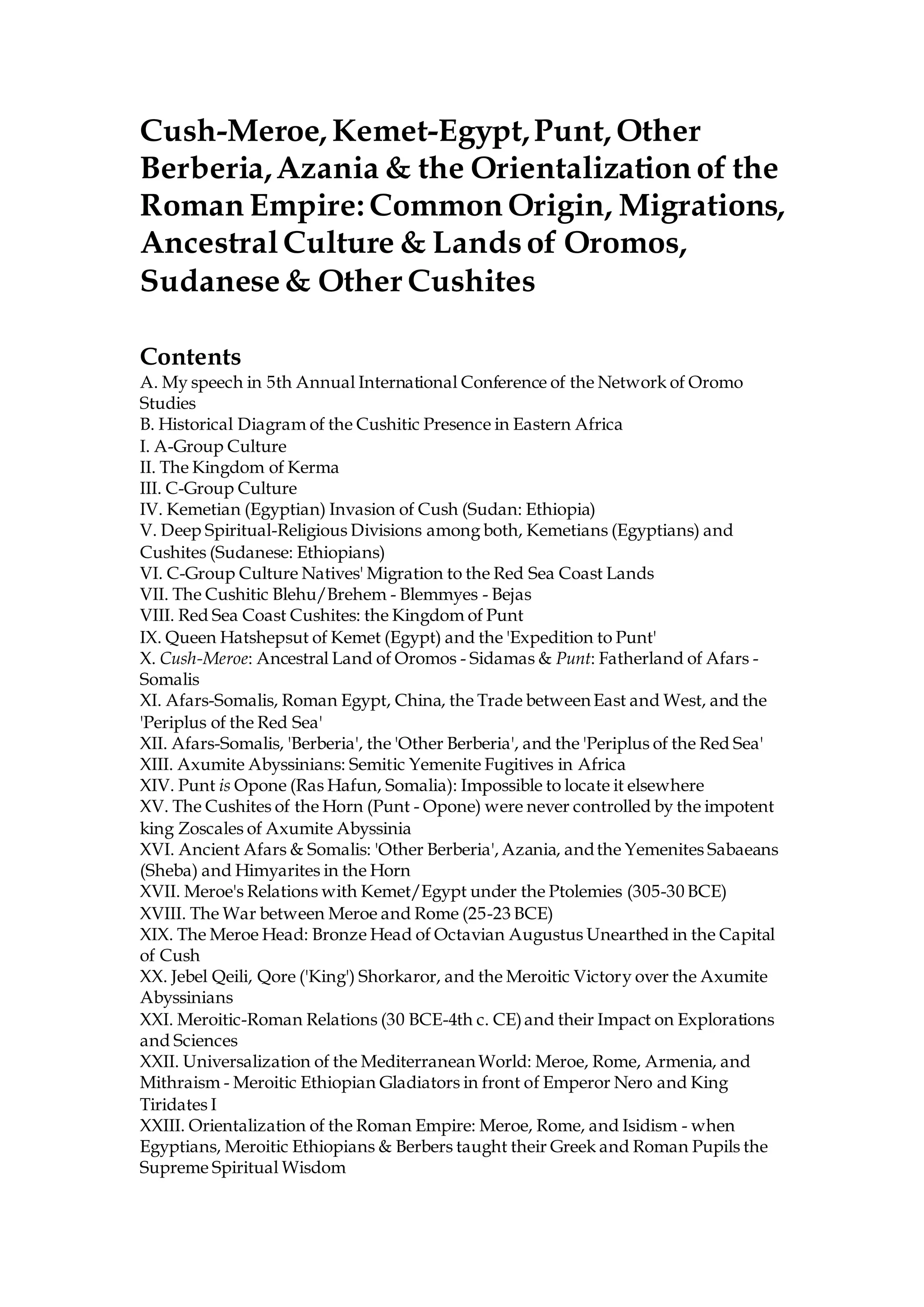 Cush-Meroe, Kemet-Egypt, Punt, Other Berberia, Azania & the ...