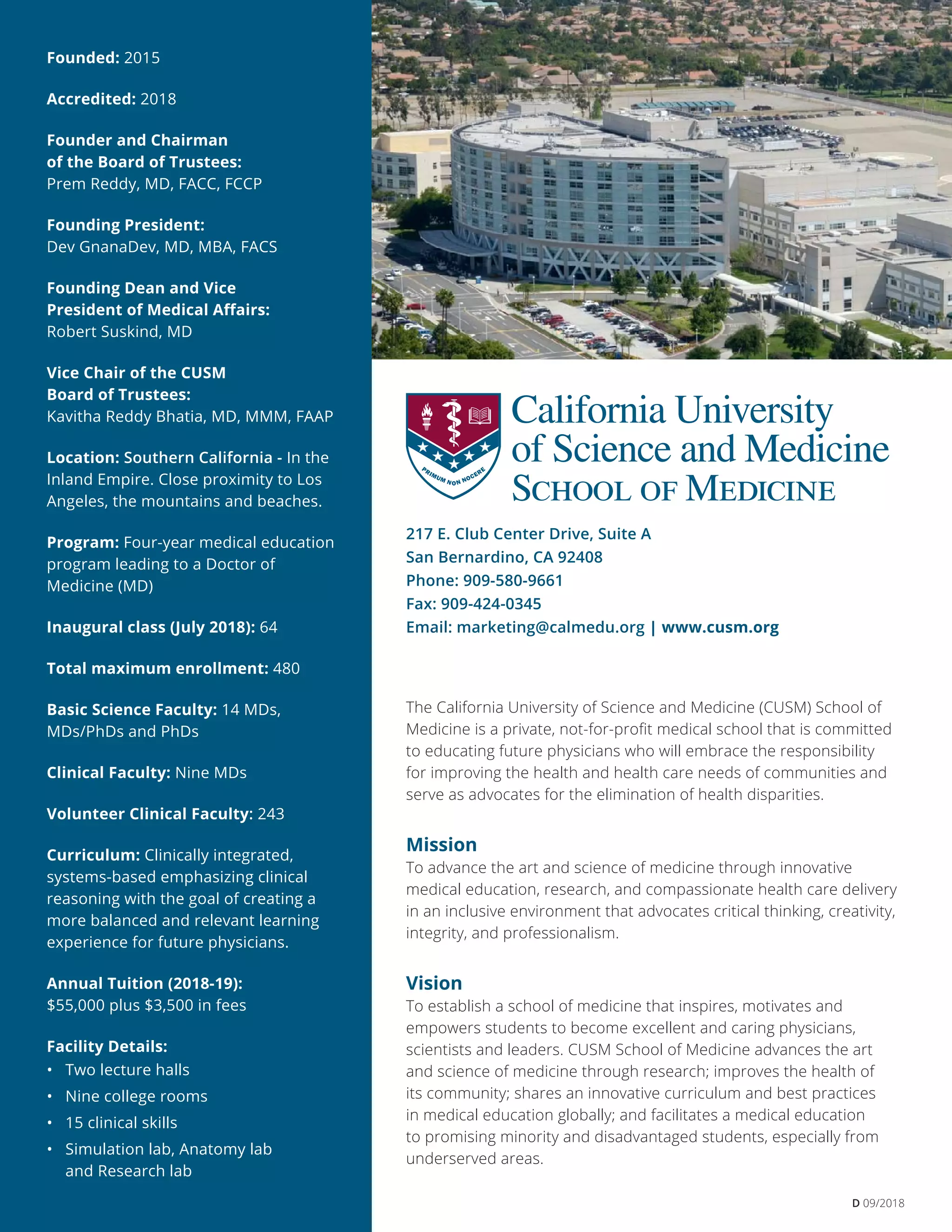 The School of Medicine at California University of Science and Medicine ...