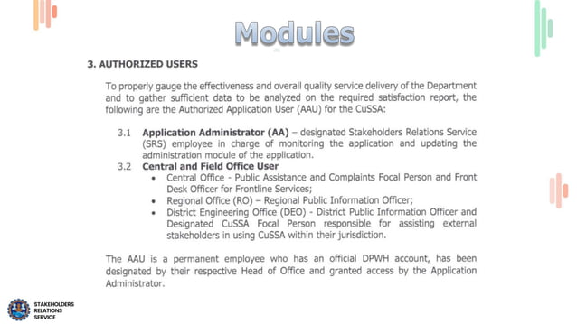 CuSSA Roll-out Training 2022 for DPWH Offices | PPTX | Business ...