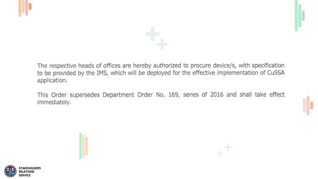 CuSSA Roll-out Training 2022 for DPWH Offices | PPTX | Business ...