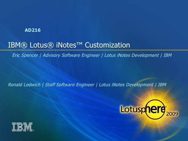 IBM Lotus iNotes 8.5 Customization