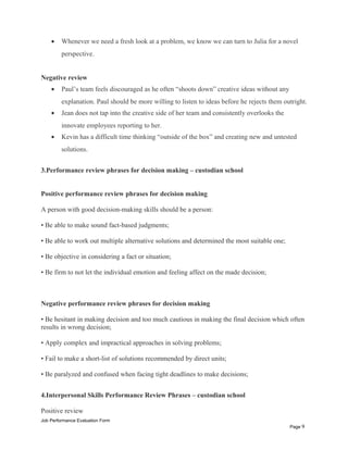 Custodian school performance appraisal | DOC