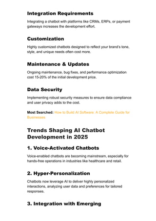 AI Chatbot Development in 2025: Costs, Trends & Business Impact | PDF