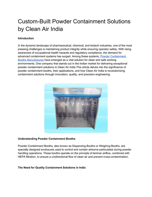 Custom-Built Powder Containment Solutions by Clean Air India.docx
