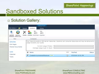 Custom SharePoint 2010 solutions without server access | PPT